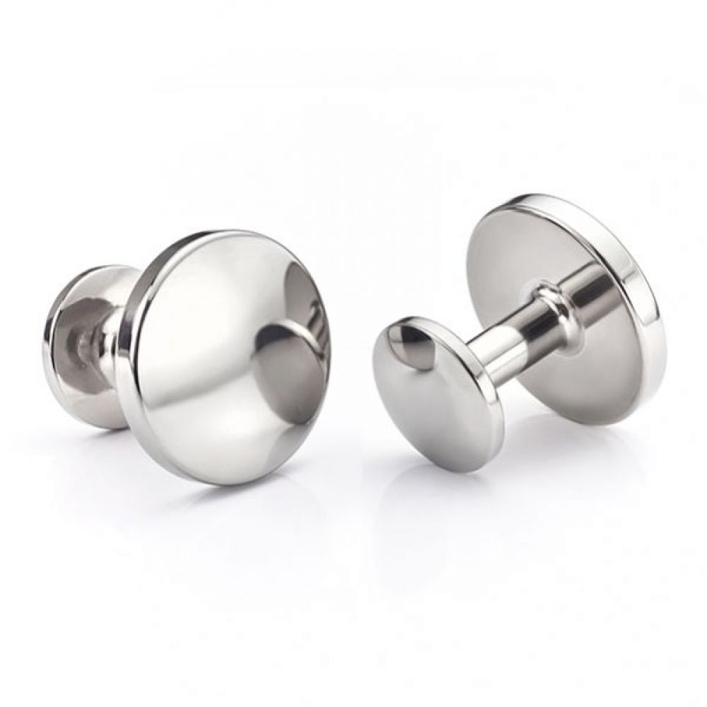 Round Plain Polished Titanium Cufflinks
