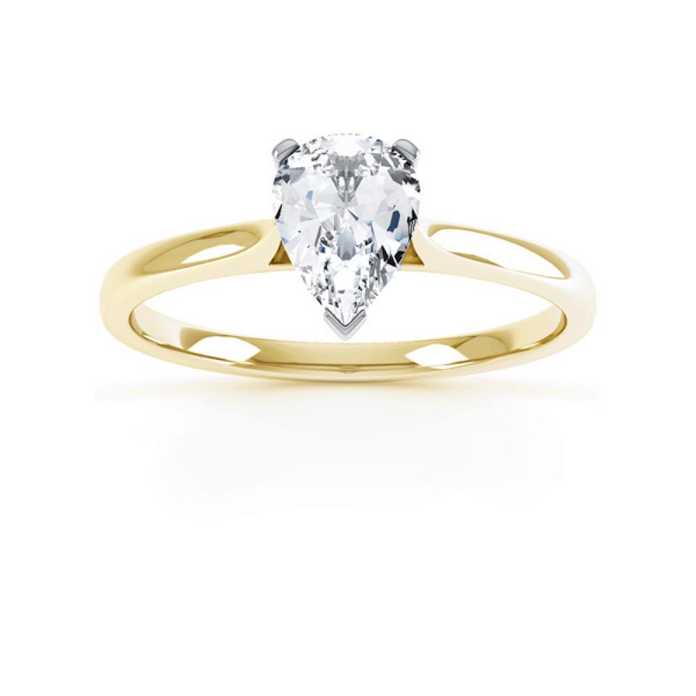 3 Claw Pear Diamond Engagement Ring