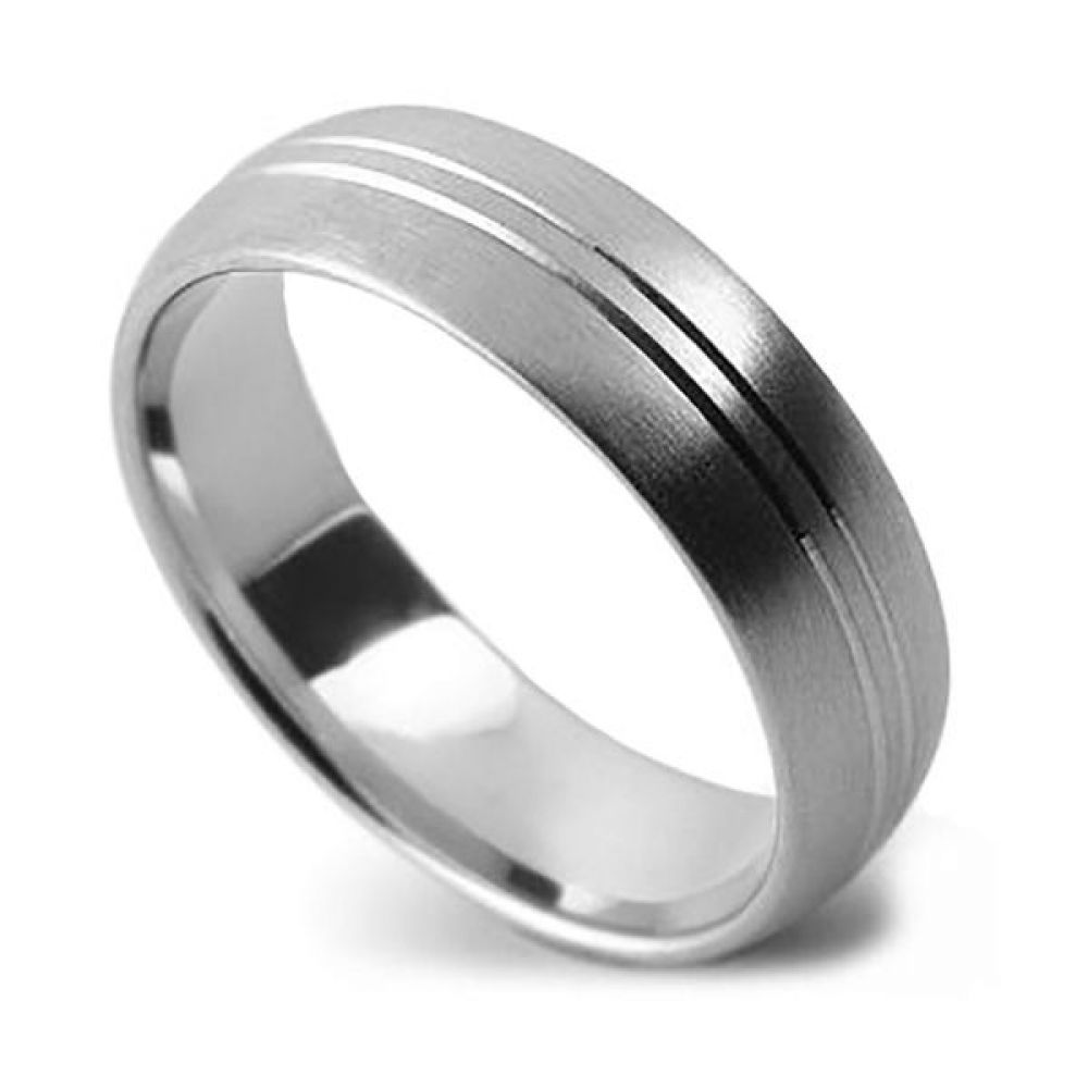 Double Line Patterned Wedding Ring