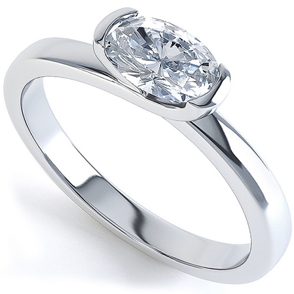 Serenity Sideways Oval Solitaire Diamond Engagement Ring