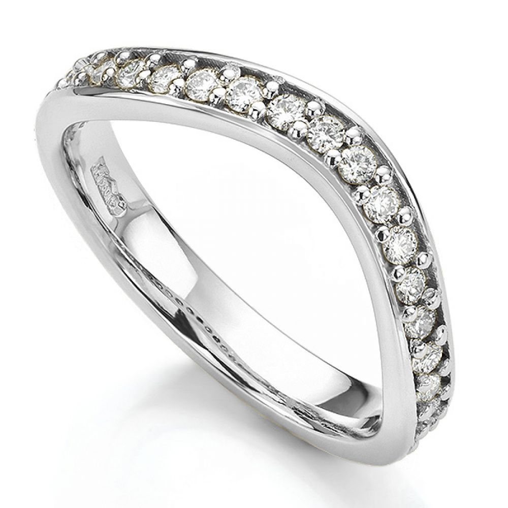 Gently Curved Shaped Diamond Wedding Ring