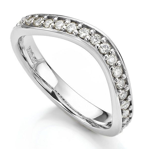 Gently Curved Shaped Diamond Wedding Ring