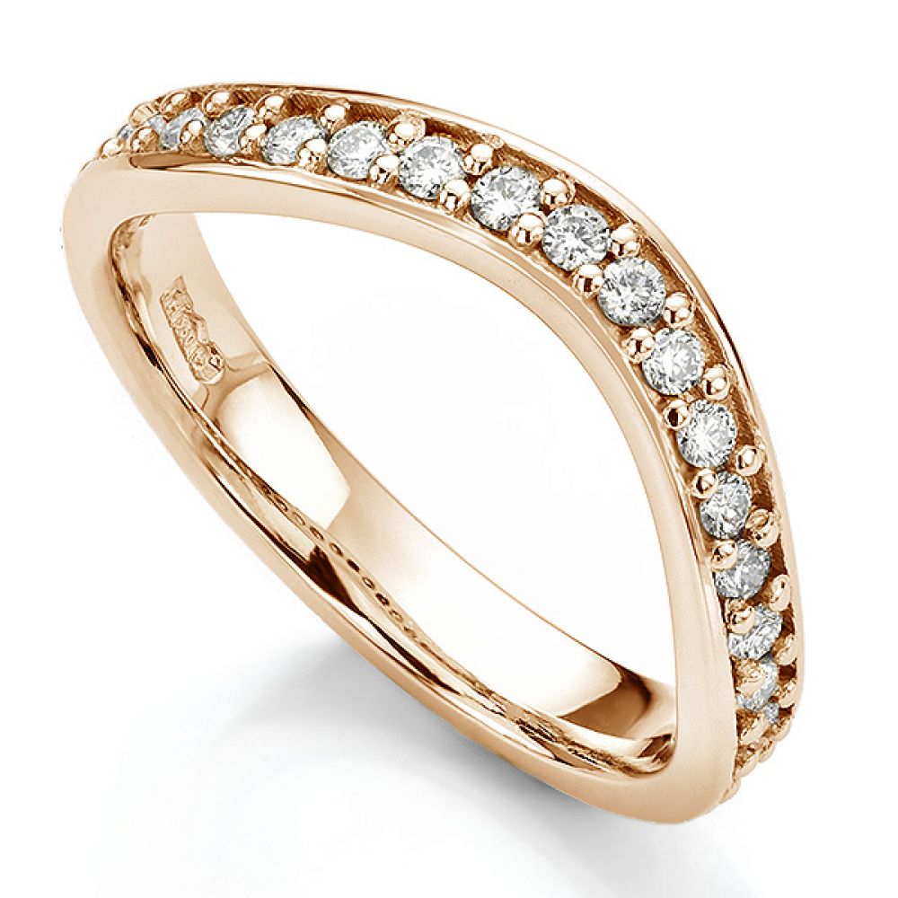 Gently Curved Shaped Diamond Wedding Ring