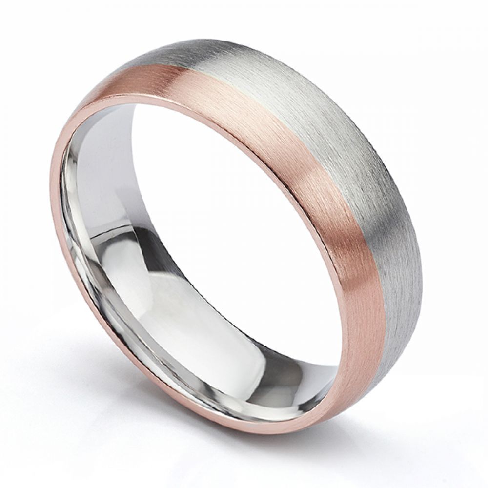 Brushed Satin Two Colour Wedding Ring