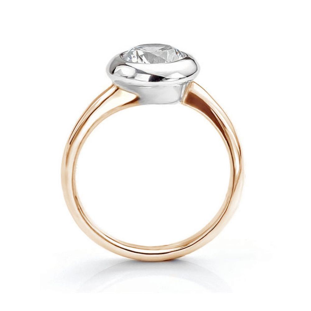 Domed Bezel Round Solitaire Twist Engagement Ring