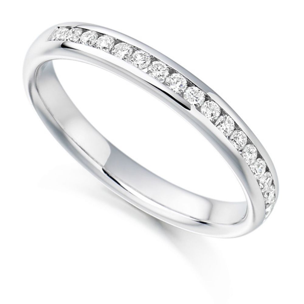 3mm Half Channel Set Eternity Ring with Round Diamonds