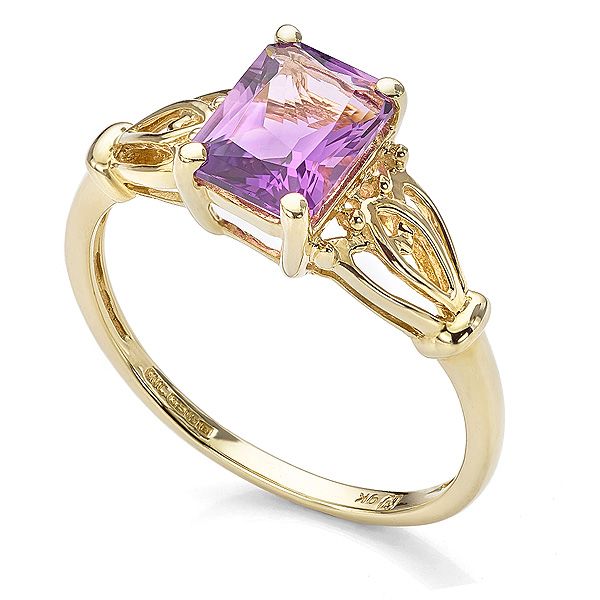 February Birthstone Amethyst Gold Ring