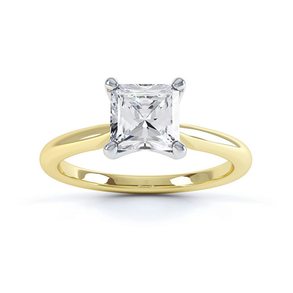 Simple 4 Capped Claw Princess Diamond Ring