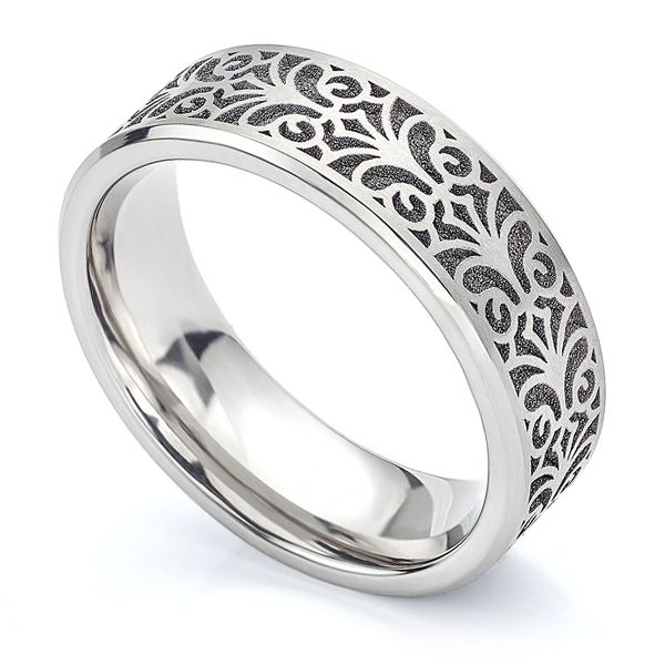Baroque Patterned Titanium Wedding Ring