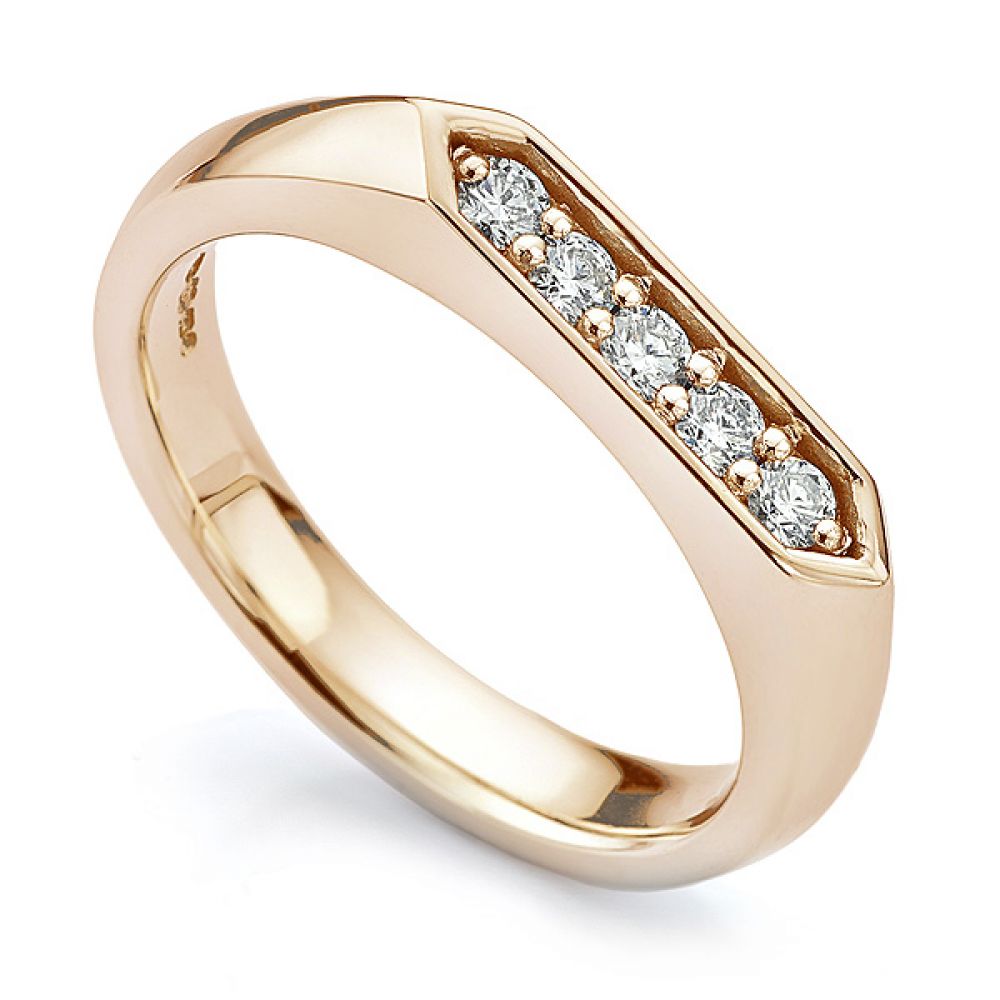 Honesty 5 Stone Diamond Signet Ring