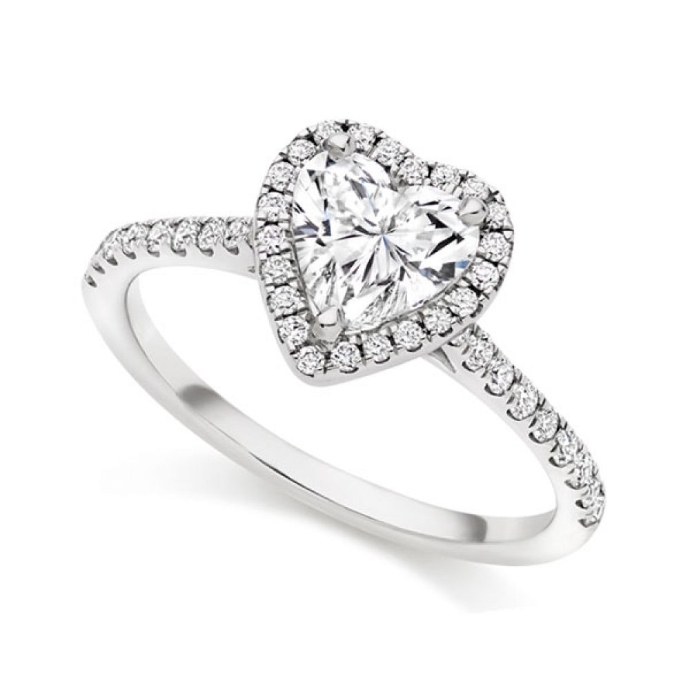 Heart-Shaped Diamond Halo Engagement Ring