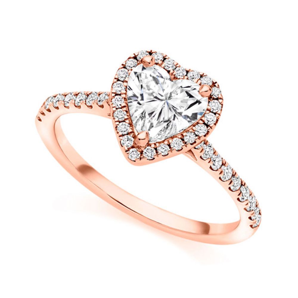 Heart-Shaped Diamond Halo Engagement Ring