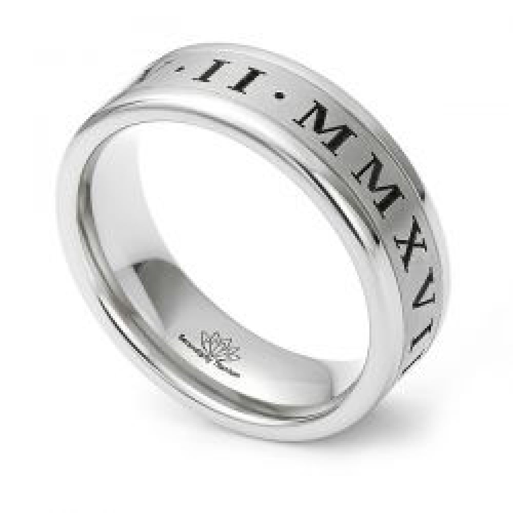 Roman Numeral Engraved Wedding Ring