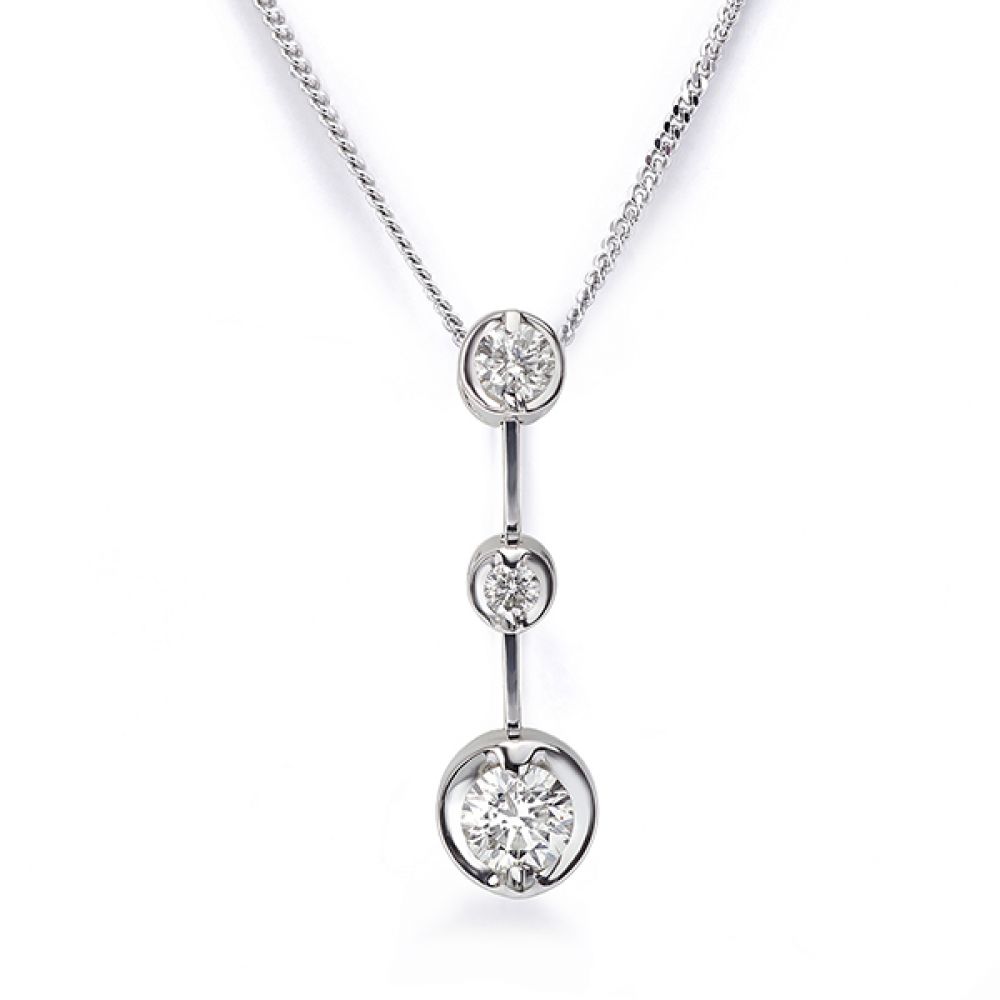 Three Stone Diamond Drop Necklace - Cascade Design