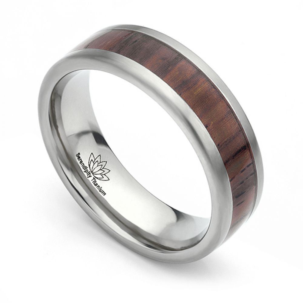 Cocobolo Wood Inlaid Titanium Wedding Ring