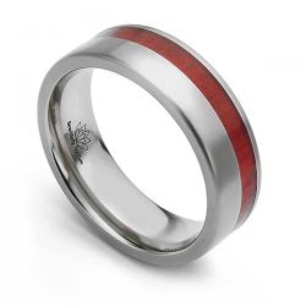 Chakte Kok Inlaid Wood Titanium Wedding Ring