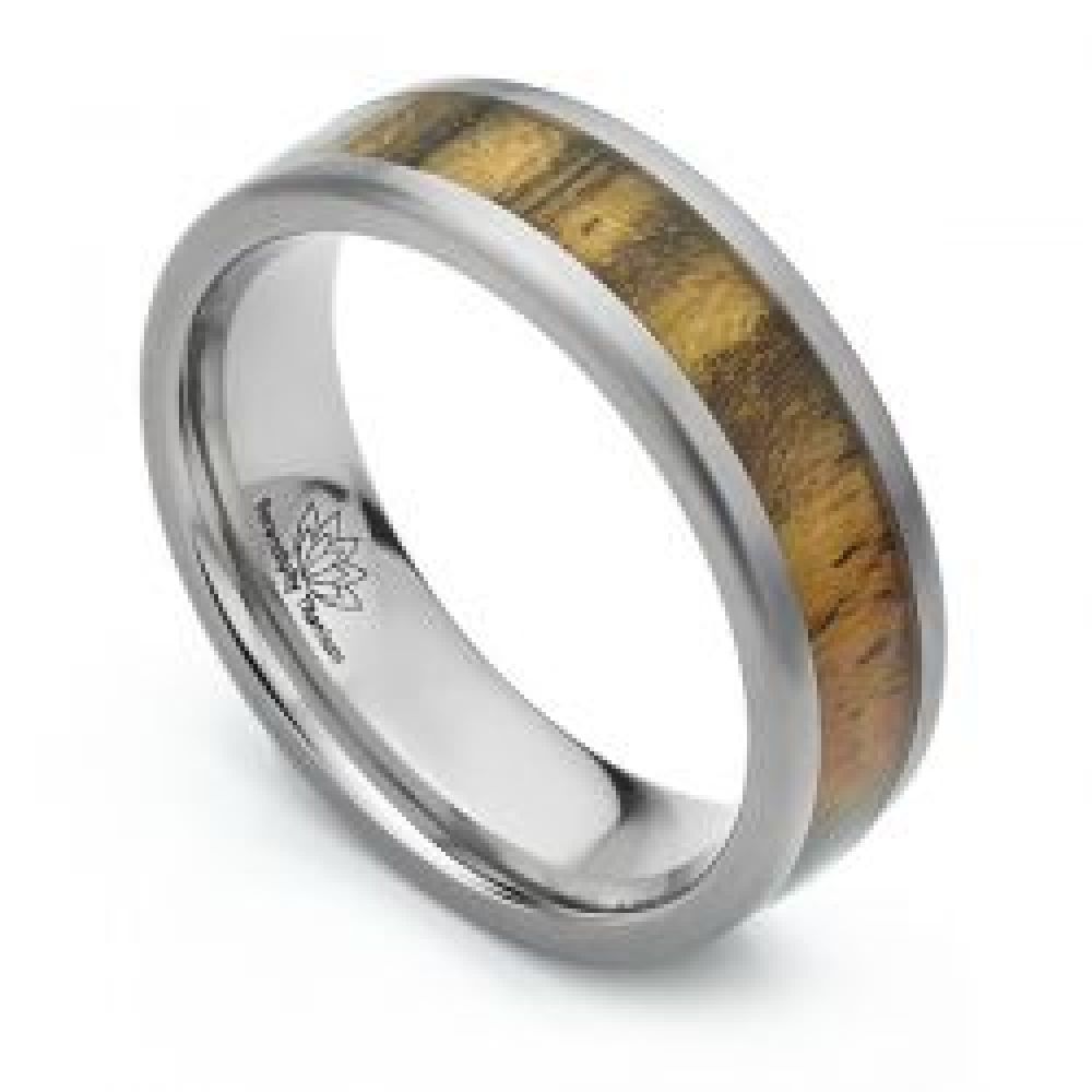Bocote Wood Inlaid Titanium Wedding Ring