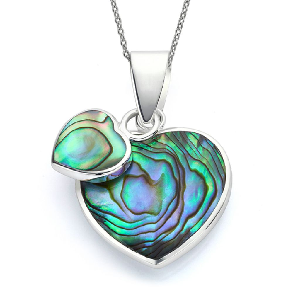 Paua Shell Double Heart Necklace