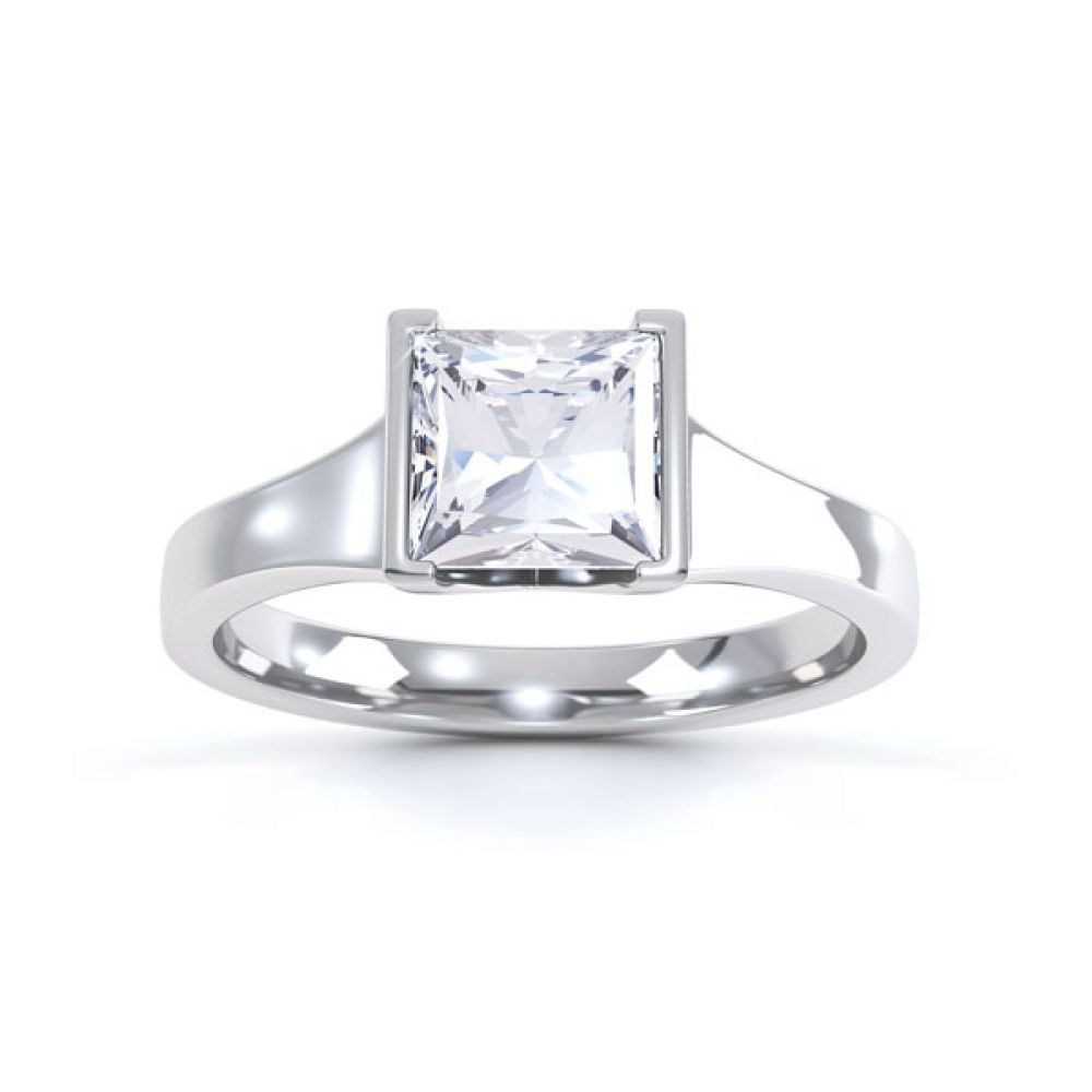 Squared Part Bezel Princess Diamond Solitaire Ring